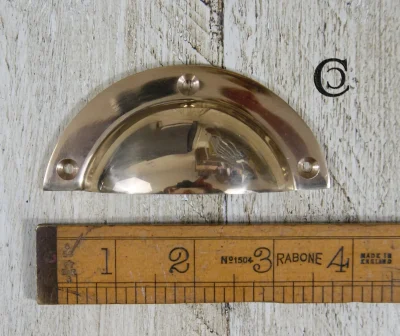 Solid Brass Cup Cabinet Handle | 92mm Front Fix